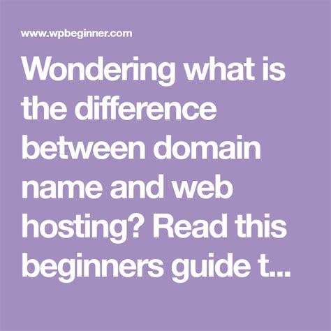Domain Name Vs Web Hosting What S The Difference Explained Web Hosting Beginners Guide