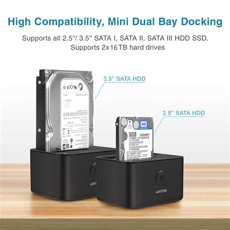 Unitek Usb To Sata I Ii Iii Mini Dual Bay External Hard Drive Docking Station For