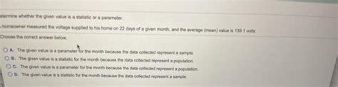 solved etermine whether the given value is a statistic or a