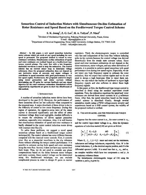 Sensor Less Control Of Im With Simultaneous On Line Estimation Of Rotor Resistance And Speed