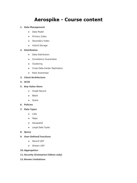 Aerospike Course Content Pdf