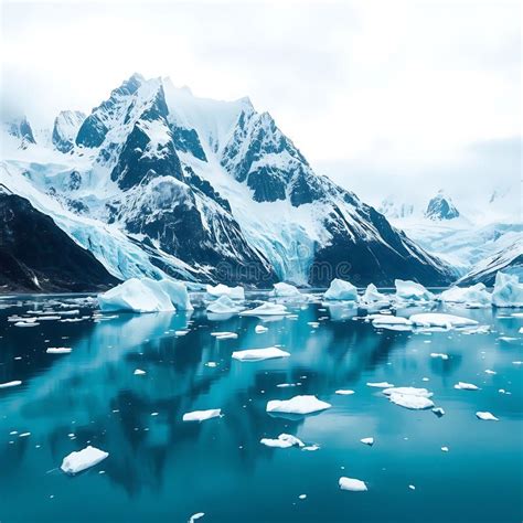 A Frozen Arctic Landscape With Towering Glaciers And Shimmering