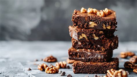 호두를 곁들인 브라우니 초콜릿 케이크의 사각형 구운 조각 더미 브라우니 스택 파이 배경 일러스트 및 사진 무료 다운로드 Pngtree