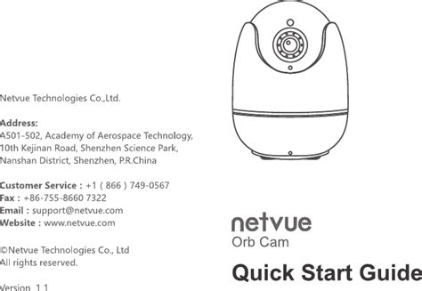netvue technologies ni 3221 orb cam user manual