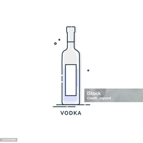 병 보드카 라인 아트 어떤 목적을 위해 훌륭한 디자인 크리에이티브 그래픽 요소 트렌디 한 디자인 미니멀리즘 단순 기호 레스토랑 일러스트용 알코올 제품 흰색 배경에 격리 0