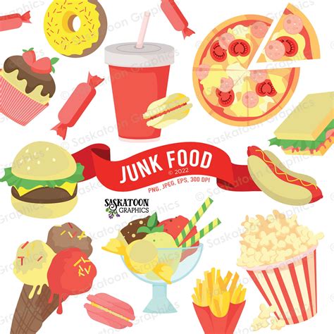 Junk Food Clip Art Set Fast Food Instant Download File Digital