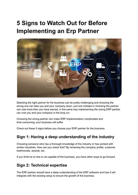 Ppt 5 Signs To Watch Out For Before Implementing An Erp Partner Powerpoint Presentation Id