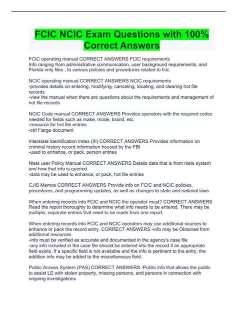 Fcic Ncic Exam Questions With 100 Correct Answers Fcic Ncic Stuvia Us