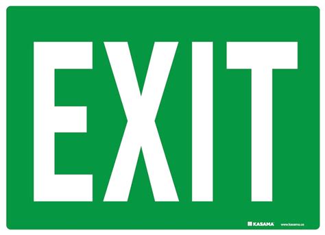 Exit Sign White On Green