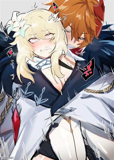 Lumine And Tartaglia Genshin Impact Drawn By Kurenaizkuayrenaiz