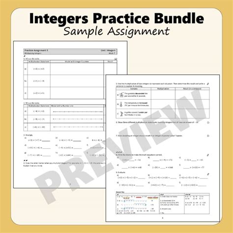 Integers Leveled Practice Bundle Word Problems Order Of Operations
