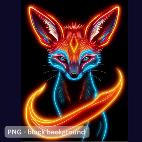 Neon Fennec Fox Png Urban Graphic Sublimation Design Aesthetic Animal