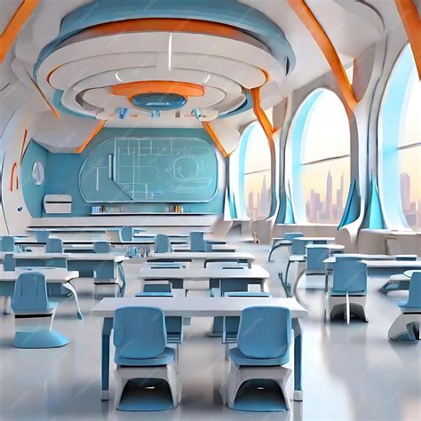추상적인 미래의 학교 교실 일러스트레이션 생성 Ai 프리미엄 사진