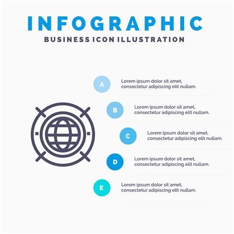 Internet Web World Computing Blue Infographics Template 5 Steps Vector Line Icon Template