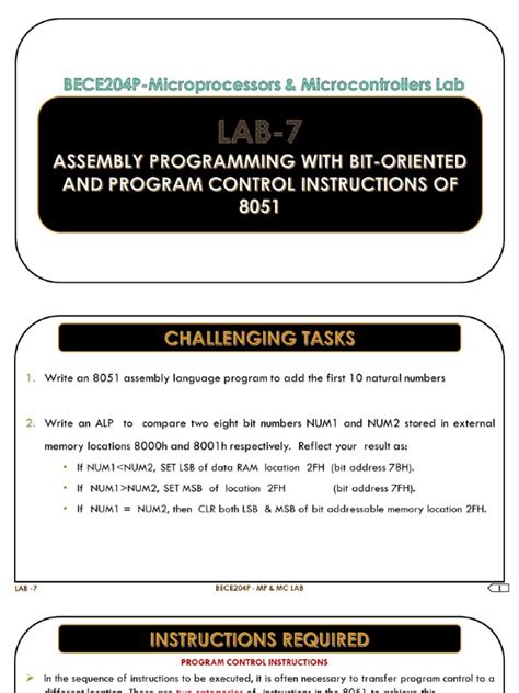 Lab 7 8051 Program Control And Bit Oriented Inst Pdf
