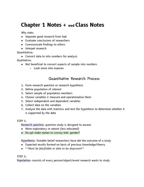 Week 1 Notes Sosc 302 Chapter 1 Notes Wed Class Notes Why Stats