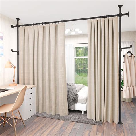 Kelixu Room Divider Curtain Rod No Drilling 4 10ft W X 4 10ft H