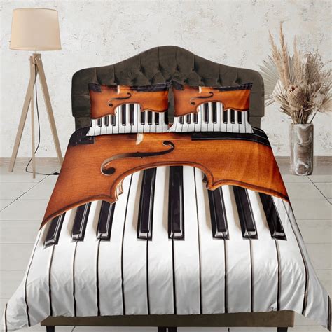 Piano Cotton Duvet Cover Set Aesthetic Quilt Cover Guitarist T