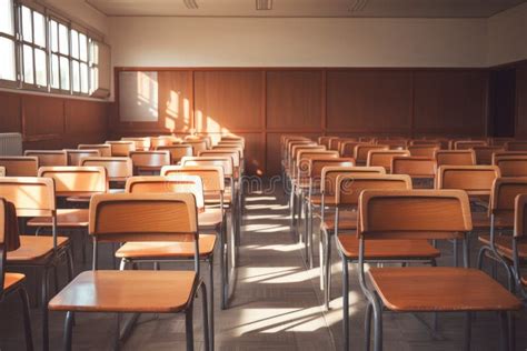 Empty Classroom Back To School Concept In High School Vintage Wooden