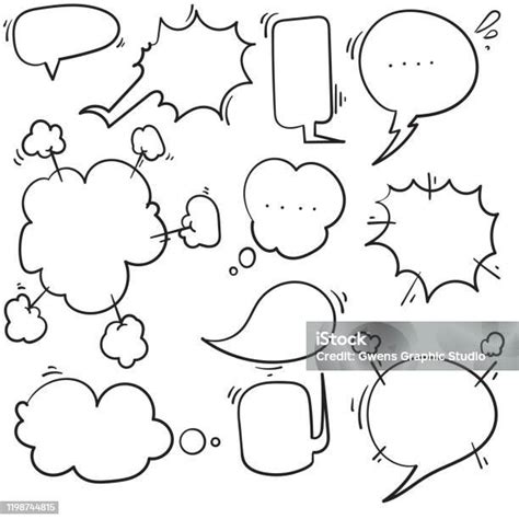 하프 톤 그림자와 손으로 그린 연설 거품의 집합입니다 벡터 일러스트레이션격리 된 배경 0명에 대한 스톡 벡터 아트 및 기타 이미지 0명 Brand Name Online