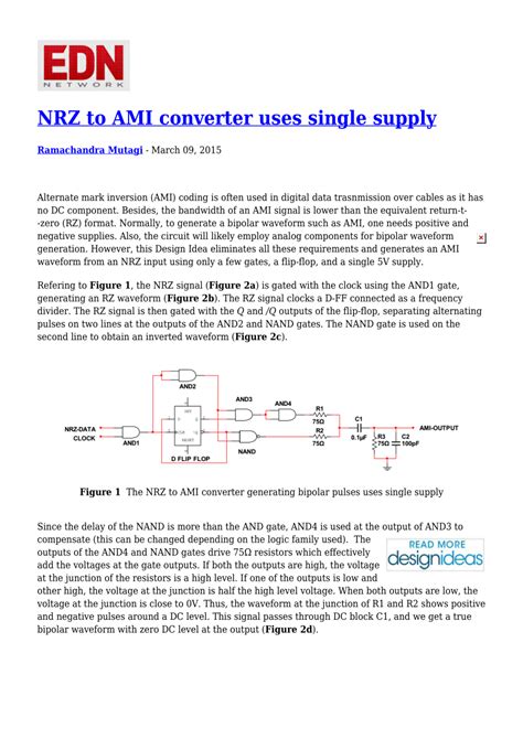 Pdf Nrz To Ami Converter Uses Single Supply