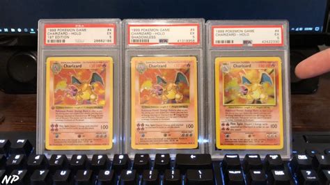 Difference In 1st Edition Shadowless And Base Set Charizard Cards Youtube