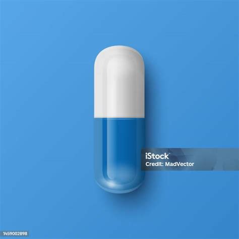 벡터 3d 현실적인 파란색과 흰색 제약 의료 알약 캡슐 파란색 배경에 태블릿 정면도 공간 복사 의학 남성 건강 개념 0명에 대한 스톡 벡터 아트 및 기타 이미지 Istock
