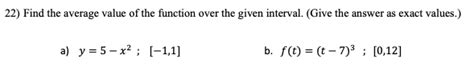 solved 22 find the average value of the function over the