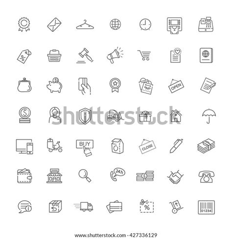Thin Lines Web Icons Set Ecommerce Stock Vector Royalty Free Shutterstock