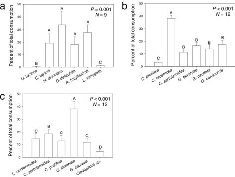 Percentage Of Total Consumption For A Variety Of Algae Offered To E Download Scientific