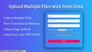 Upload Multiple Files With Form Data Using JQuery Ajax And PHP CodexWorld