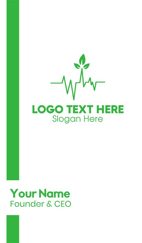 Green Leaves Heartbeat Business Card Brandcrowd Business Card Maker