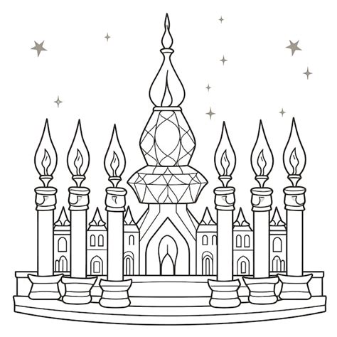 Premium Ai Image Black And White Coloring Book Synagogue With Burning Candles In Front