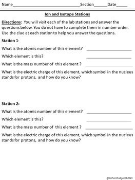 Ion And Isotope Stations A Hands On Chemistry Inquiry Activity TPT