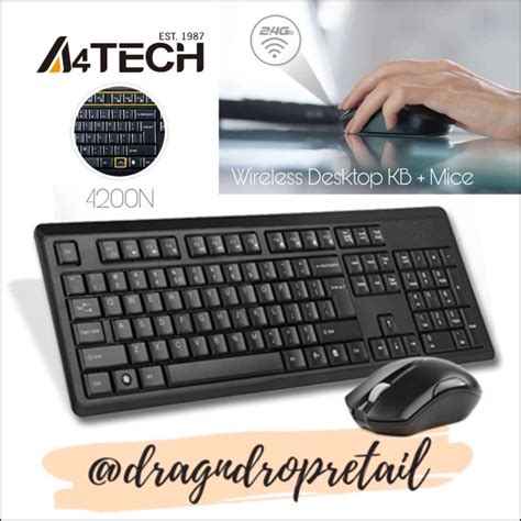 A4tech 4200n Wireless Desktop Keyboard And Mouse Combo Kb Mice Gr 92