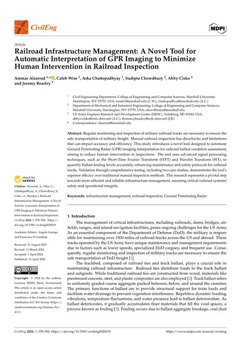 PDF Railroad Infrastructure Management A Novel Tool For Automatic Interpretation Of GPR