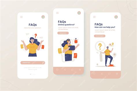Premium Vector Faq Page Help Center Illustration On Onboard Mobile Ui