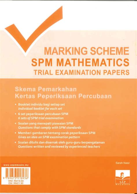 Marking Scheme Spm Mathematics Trial Examination Papers Sap Publications Malaysia Marking Scheme Spm Mathematics Trial Examination Papers Sap Publications Malaysia