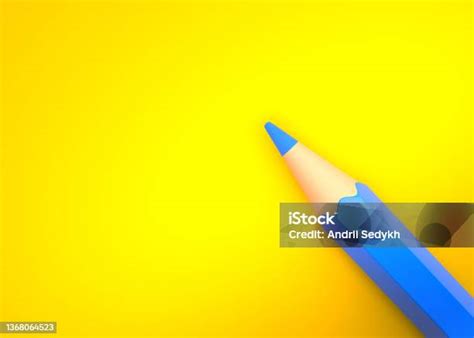 상단 보기로 복사 공간이있는 미니멀 리스트 템플릿은 밝은 노란색 종이에 고립 된 파란색 연필의 매크로 사진을 닫습니다 0명에 대한 스톡 사진 및 기타 이미지 Istock