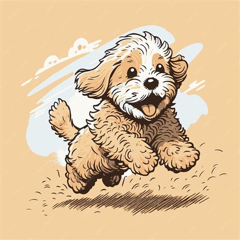 귀여운 아기 강아지 그림을 재생 만화 프리미엄 벡터