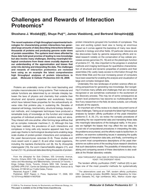 Pdf Challenges And Rewards Of Interaction Proteomics
