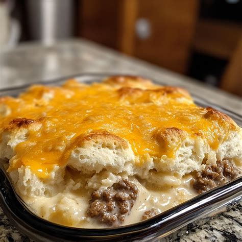 Biscuits Gravy Hashbrown Casserole