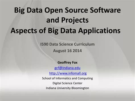 PPT Big Data Open Source Software And Projects Aspects Of Big Data Applications PowerPoint