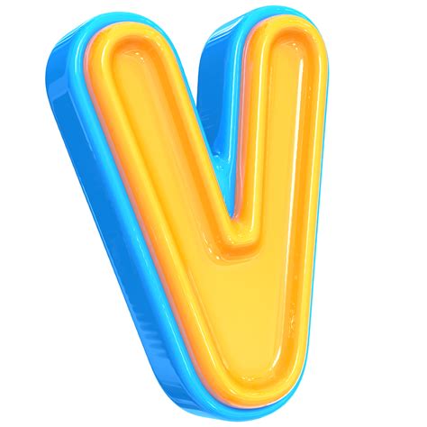 Blue With Yellow Font V 3d Render 50270237 Png