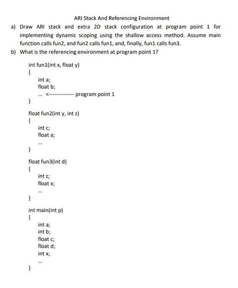 Solved Ari Stack And Referencing Environment A Draw Ari