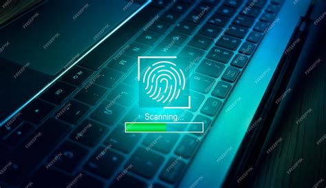Premium Photo Biometric Authentication Concept Fingerprint Scanning With Laptop Keyboard As