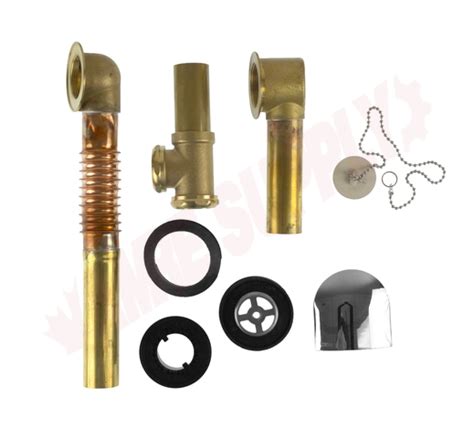 314CS L OS B Waste Overflow Assembly Plug Chain Style Brass Offset Chrome AMRE Supply