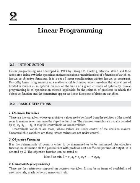 181 Sample Chapter Linear Programming 2 Introduction Linear Programming Was Developed In