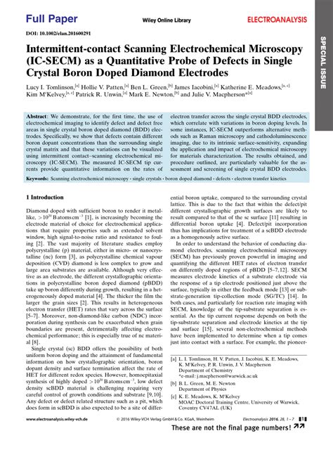Pdf Intermittent Contact Scanning Electrochemical Microscopy Ic Secm