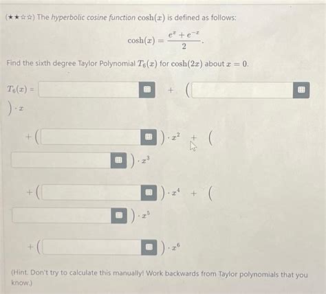 solved ⋆⋆⋆x 2 the hyperbolic cosine function cosh x is